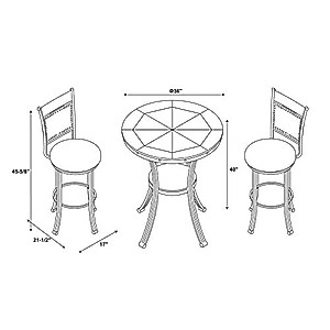 Powell Furniture Linon Franklin Wood and Metal 3 Piece Pub Set in Pewter