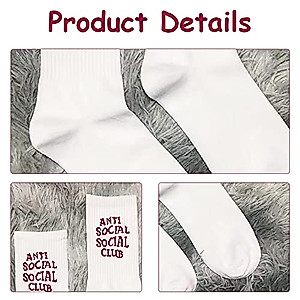 5/8 Pairs Unisex ANTI SOCIAL ANTI CLUB Letter Slogan Crew Socks, Stylish Hip Hop Graffiti Street Socks for Teens (Value Pack D-8 Pairs,Unisex Adult,Unisex,Adult,US,Alpha,Medium,Regular,Regular)