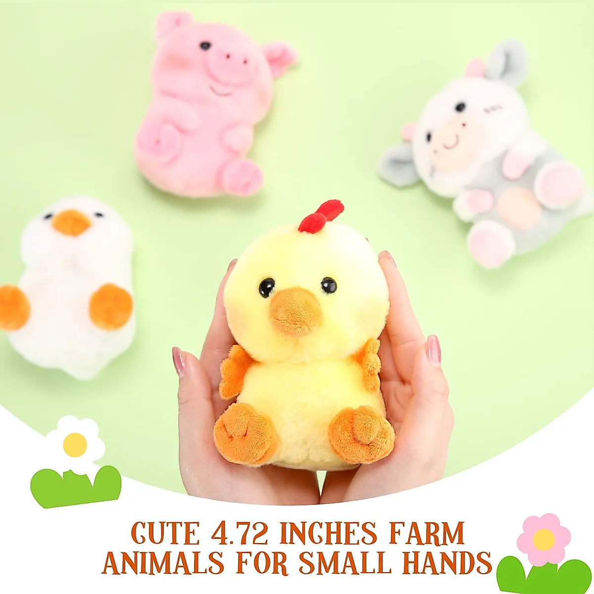 Skylety 4 Pieces Farm Stuffed Animals Stuffed Farm Theme Plush Animals Bulk 4.72 Inches Chicken, Duckling, Pig, Cow Plush Stuffed Animals Toys for Valentine's Day Birthday Gift Party Favor Supplies