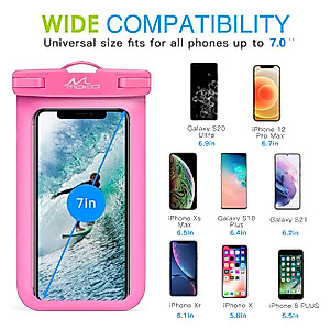 MoKo Waterproof Phone Pouch Holder [2 Pack], Underwater Phone Case Dry Bag with Lanyard Compatible with iPhone 14 13 12 11 Pro Max X/Xr/Xs Max/SE 3, Samsung S21/S10/S9/S8 Plus, Blue+Green+Pink