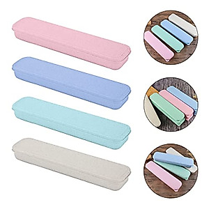 SOLUSTRE Cutlery Sets 4pcs Travel Tableware Storage Boxes Portable Flatware Box Utensils Cutlery Case Fork Spoon Chopsticks Utensils Holder for Camping Picnic Travel Utensils