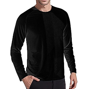 Sauna Shirt for Men Mens Tshirt Breathable Long Sleeve Casual Outdoor Lightweight Athletic Tees True Comfort Trendy Tops Cool Shirts Men Black
