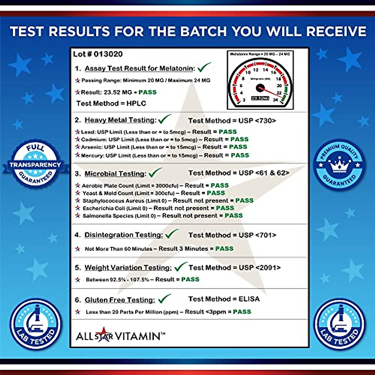 All-Star Vitamin Mega-Melatonin PM 20mg, High Potency, 180 Vegetarian Capsules, Clean-Formulated, Non-GMO, Gluten Free, Vegan, Drug-Free