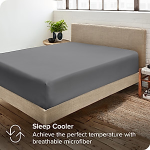 Bare Home 2-Pack Fitted Bottom Sheets Full - Premium 1800 Ultra-Soft Wrinkle Resistant Microfiber - Deep Pocket (Full, Grey)