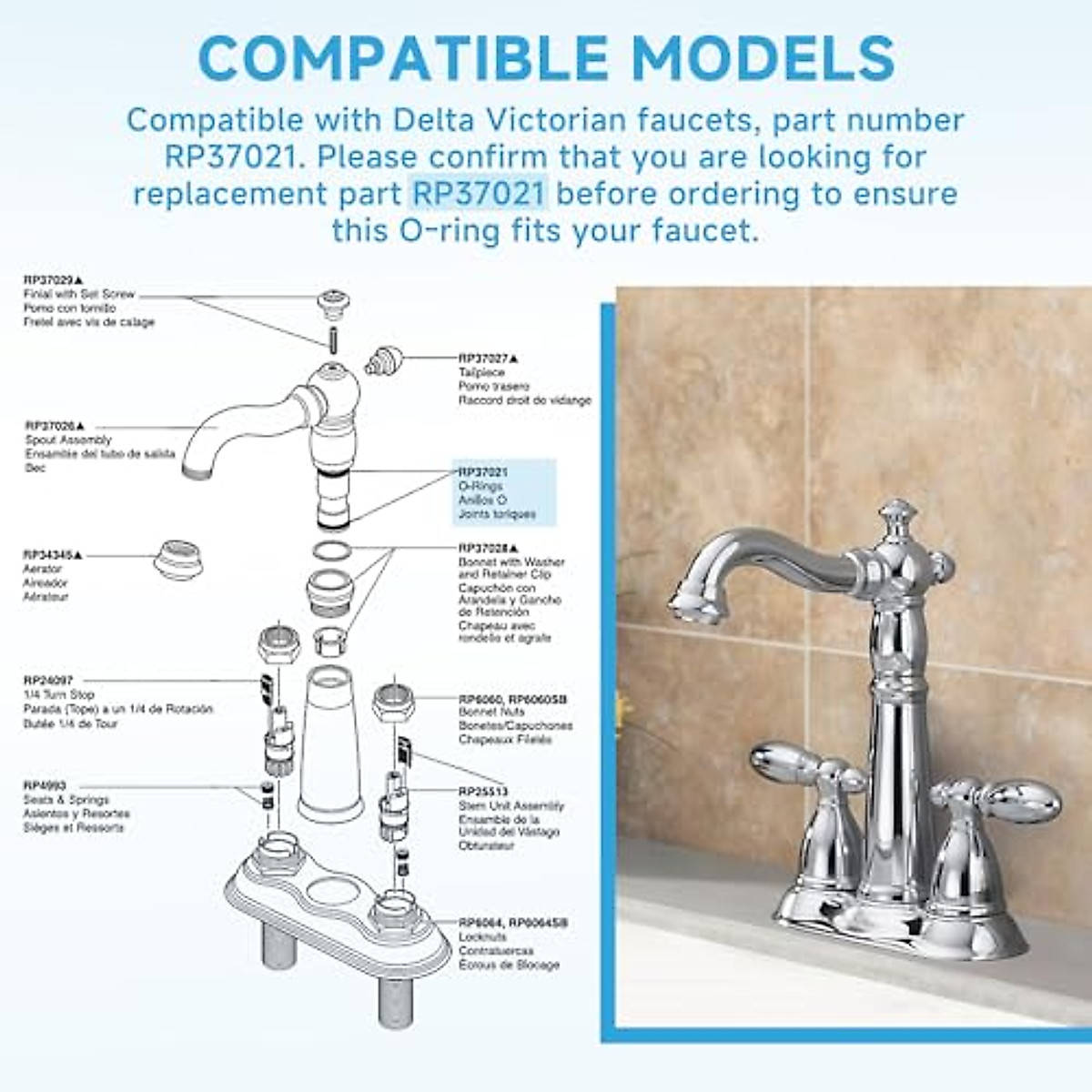 (4Pcs) RP37021 O-Rings for Delta Victorian Faucets Compatible Seal Rings