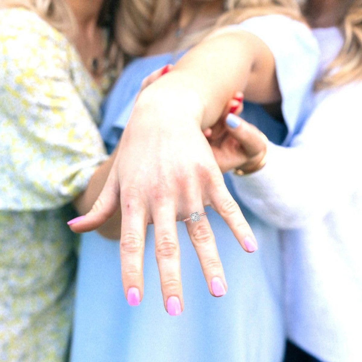 Clara Pucci 1.50 ct Asscher Cut Solitaire Stunning Lab Created White Sapphire Bridal Designer Anniversary Engagement Ring 14k Rose Gold 7