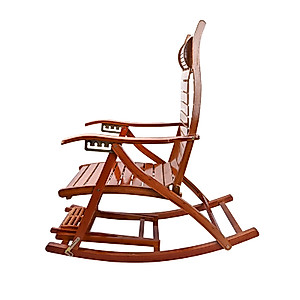 LIUDAXOG Foldable Rocking Chair Bamboo Chair Lounger Lunch Lounge Sun Chair Garden Indoor