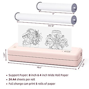 HPRT Portable Printers Wireless for Travel - MT810 Bluetooth Thermal Inkless Compact Printer, Paper Rolls Mobile Printing for Vehicles Office, Compatible with iPhone Android & Laptop