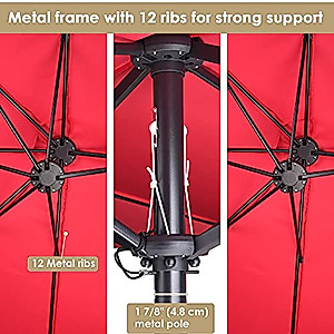 Yescom 14' Double-sided Twin Patio Umbrella Sun Shade UV30+ Water Fade Resistant Crank Outdoor Garden Market Red
