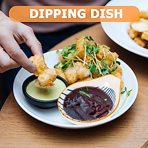 BESTonZON 4pcs Ceramic Spoon Rest Small Sauce Dish Spatula Ladle Holder Tea Bag Saucer Soy Dishes Dipping Bowls for Kitchen Stove Coffee Bar Accessories