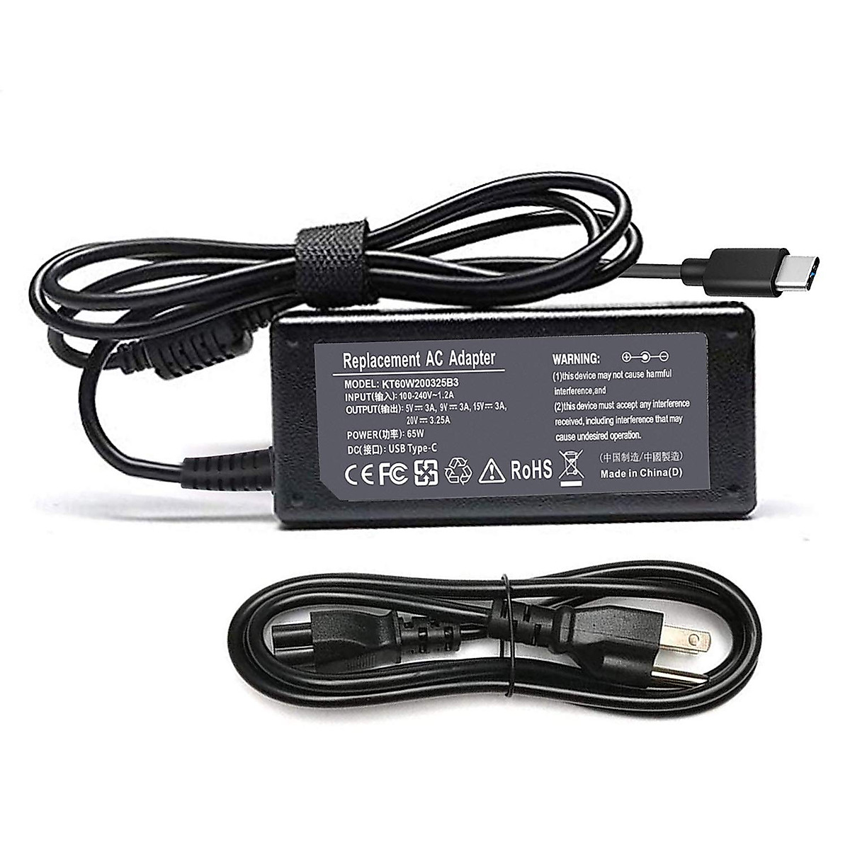 65W 45W USB C Charger for Dell Chromebook 3100 5190 3400 Latitude 7410 7310 9410 7389 7370 7275 7285 5285 5290 2in1 XPS 13 9350 9365 9310 9370 9380 7390 LA45NM150 LA65NM170 2YKOF Laptop Type C