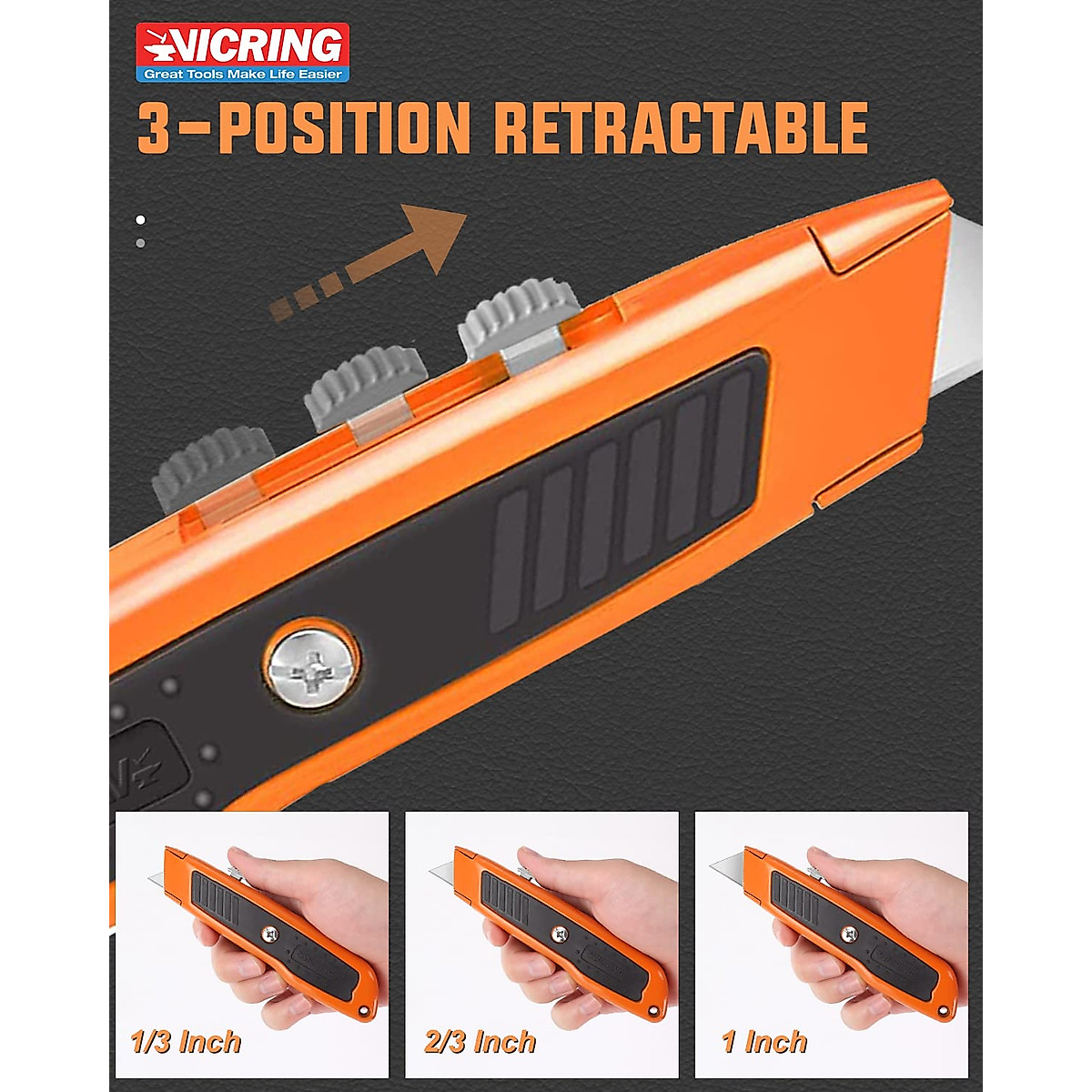 Utility Knife Box Cutter Retractable Heavy Duty SK5 Steel Blades Razor Knife Utility For Boxes Cardboard Carpet 2Pack Box Cutters (4-Pack, Multicolored)