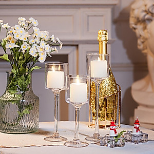 Glass Candleholders Tea Light Candle Holders Clear Wedding Weddings Hurricane Tall Elegant Ideal for Dining Party Home Decor Parties Table Settings Gifts High Different Sizes (6 Sets Large Clear)