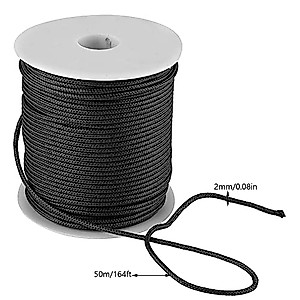 Demeras Fish Line, Wear Resistant 50meter/164ft 16 Strand Fishing Line for Wreck Cave Diving(Black)