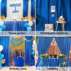 10 x 10 Feet Blue Backdrop Curtain for Partie, Background Curtains for Photoshoot, Birthday, Wedding, Halloween, Thanksgiving, Christmas, New Year Party Decorations 5Ft x 10Ft, 2 Panels