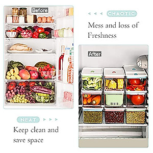 Produce Saver, Beeptrum Stackable Food Storage Containers with Vented Lid and Removable Drain Tray, Durable Fresh Keeper Storage Bin for Produce, Fruits, and Vegetables, BPA-Free, Set of 3, Blue