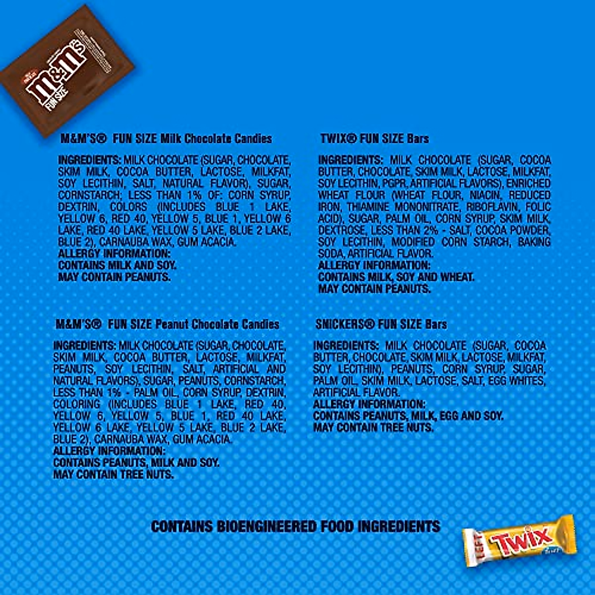 M&M'S, SNICKERS & TWIX Variety Pack Fun Size Milk Chocolate Candy Bars Assortment, 30.98-Ounce 55 Piece Bag