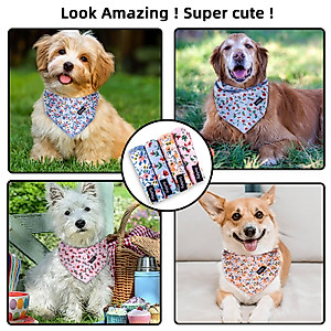 Gofshy XLarge Dog Bandanas Spring-4PCS Puppy Bandana Orange Pink Blue Floral Printing Dog Bib Handkerchief Scarf Breed Accessories for Large Dogs Pets Gift