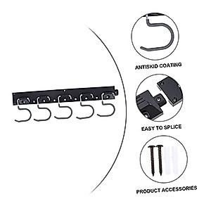 WOONEKY 1 Set Tool Storage Hanging Strip Bulk Items Wall Mount Utility Hook Storage Rack Hook Wall Floating Shelf Household Tool Organizer Storage Hooks Coat Hangers Broom Holder Metal