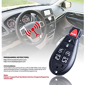 Keyless Entry Replacement Compatible for Chrysler Town and Country Dodge Grand Caravan 2008 2009 2010 2011 2012 2013 2014 2015 2016 2017 2018 Car Remote Control P/N: M3N5WY783X IYZ-C01C