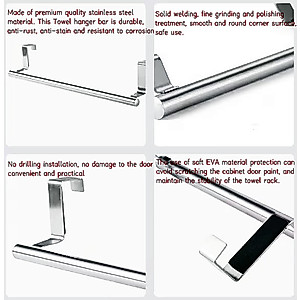 RUIBAOLY Stainless Steel Over Door Towel Rack Bar Holders for Universal Fit on Over Cabinet Cupboard Doors ，9.2" Wide - 2 Pack(Silver)