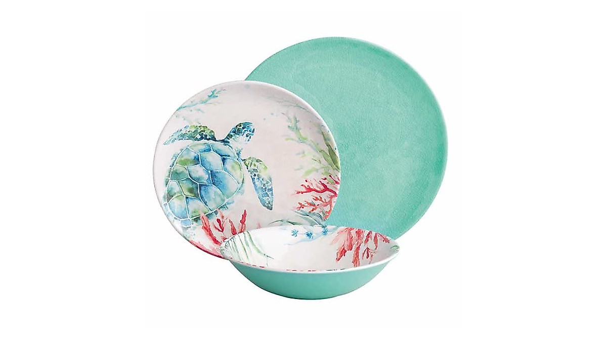 Melamine Sea Life Dinnerware Set - 12 Pieces