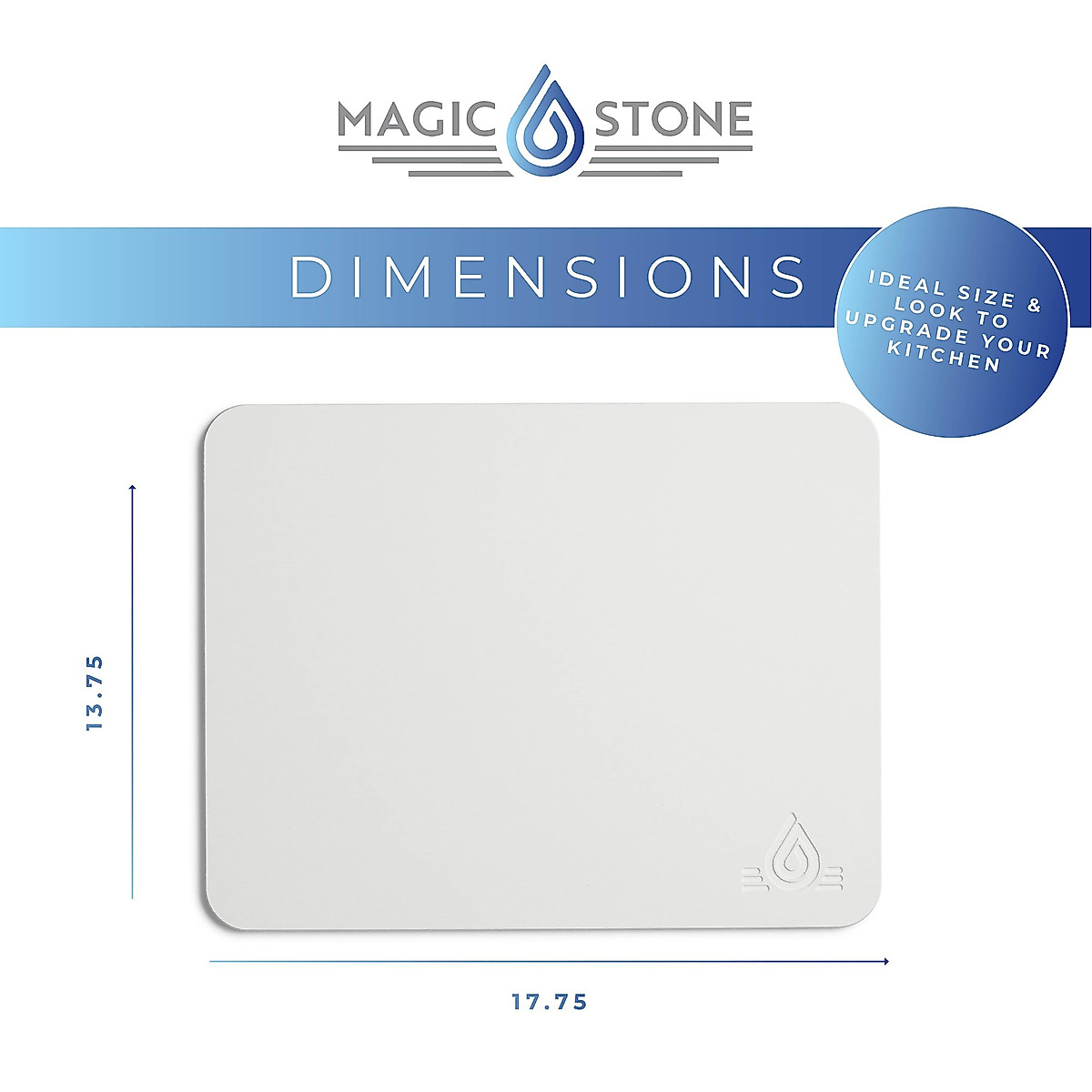 Magic Stone - Diatomaceous Earth Kitchen Mat and Bamboo Dish Rack – Super Absorbent Dish Drying Mats for Kitchen Counter, Durable & Quick Drying Mat (White)