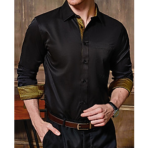 Lion Nardo Mens Black Dress Shirt Black and Gold Shirts for Men Gold Shirts for Men Mens Black Dress Shirts Gold Label