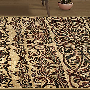 SUPERIOR Sheffield Modern Oriental Damask Polypropylene Indoor Area Rug, 8' X 10' Gold