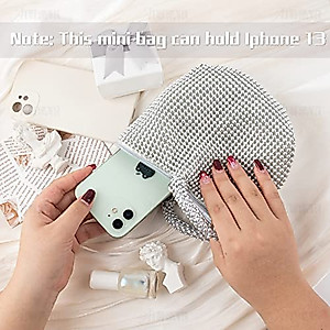 AUEAR, Triangle Bling Sequins Zipper Pouch Mini Size Women's Evening Clutch Bag Luxury Full Purse Sparkly Handbag for Prom Cocktail Party Wedding Engagement Silver