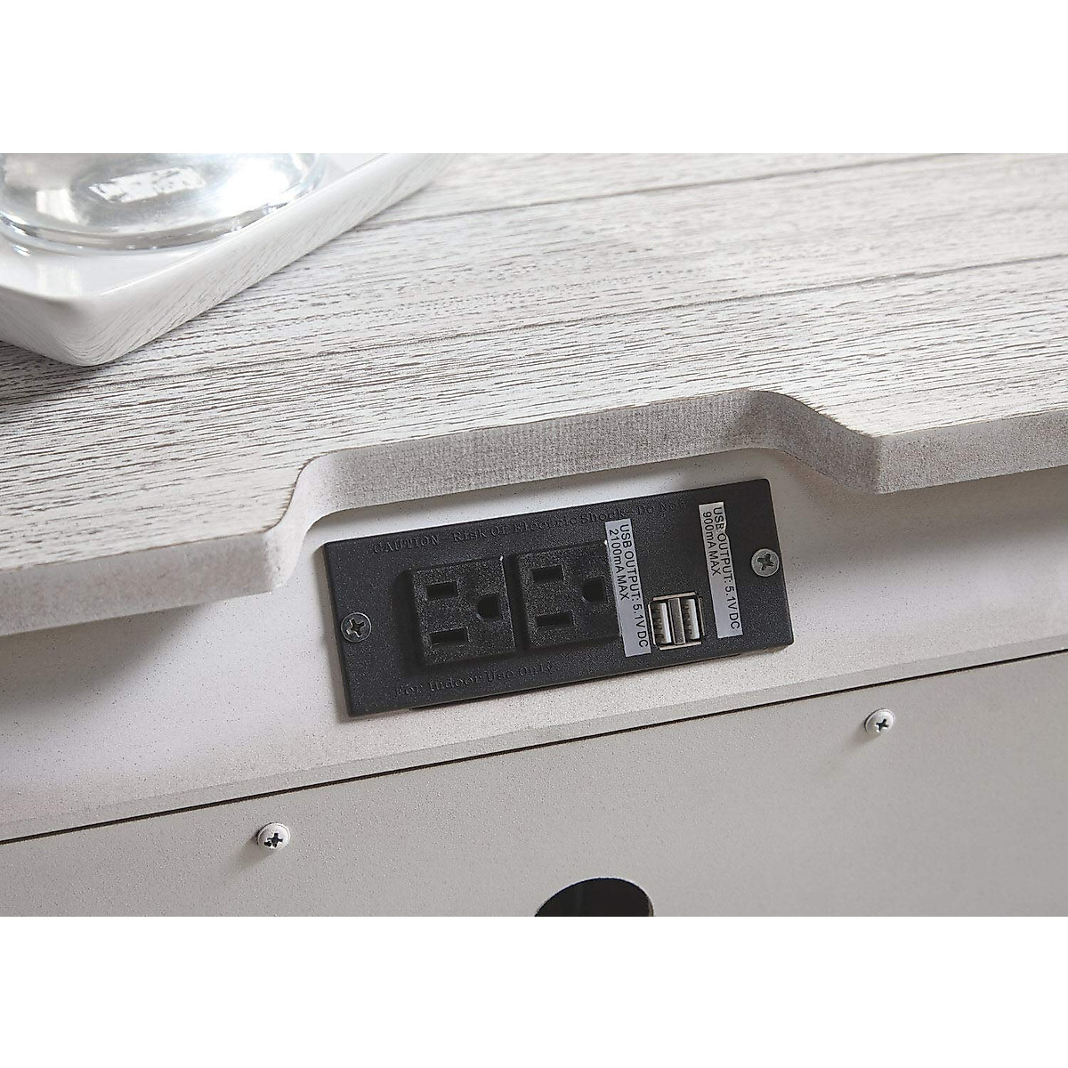 Signature Design by Ashley Brashland Farmhouse 3 Drawer Nightstand with Dovetail Construction, 2 Electrical Outlets & 2 USB Charging Ports, Textured White