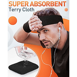 Tanluhu Sweatbands Sport Headbands for Working Out, Execise, Tennis, Basketball, Running - Terry Cloth Athletic Sweat Cotton Headband Outdoor for Men & Women