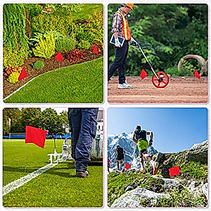 50 Pack Marking Flags Marker Flags for Lawn, IKAYAS 4 * 5 Inch Red PVC Small Yard Flags Yard Marking Flags on 15 inch Steel Wire, Lawn Flags, Yard Flags, Garden Flags