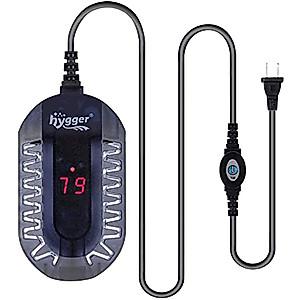 Hygger Mini Glass Aquarium Heater Adjustable LED Digital Temperature Display Small Tank Heater for Turtle Betta Fish Bowl with Protective Guard 50W