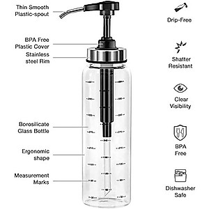 Sauce Squeeze Bottle, No Drip,Lead-Free Glass Bottles,17 Ounce Big Olive Oil Dispenser Bottle Set, Ketchup Salad Dressing Honey Oil Presser,Sticky Sauce Squeeze Bottle for Kitchen and BBQ(2 Pack)
