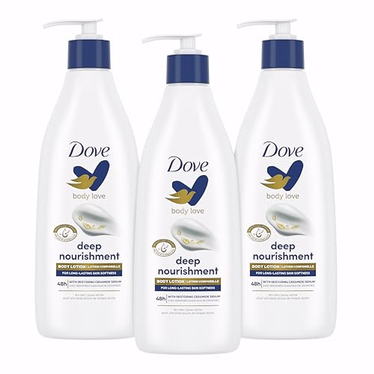 Dove Body Love Moisturizing Body Lotion Intense Care Pack of 3 for Rough or Dry Skin Softens and Smoothes 13.5oz