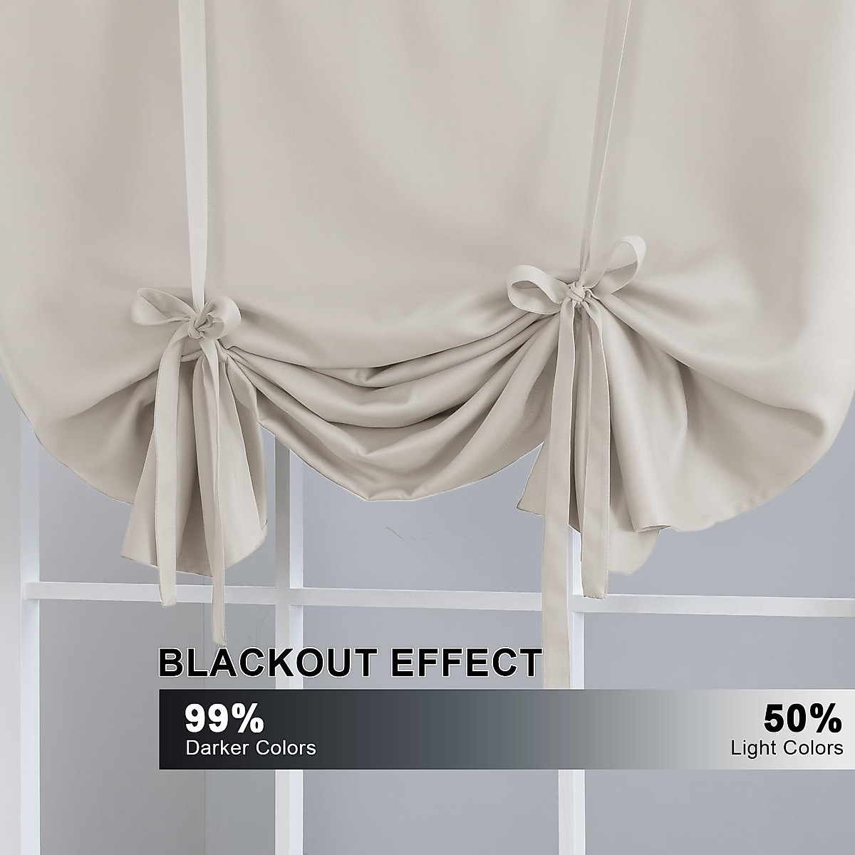 H.VERSAILTEX Blackout Room Darkening Curtain Balloon Curtains & Tie-up Curtains Bathroom Window Curtains Short Rod Pocket Curtain Panel - 42" Wide by 63" Long - Solid in Ivory/Cream