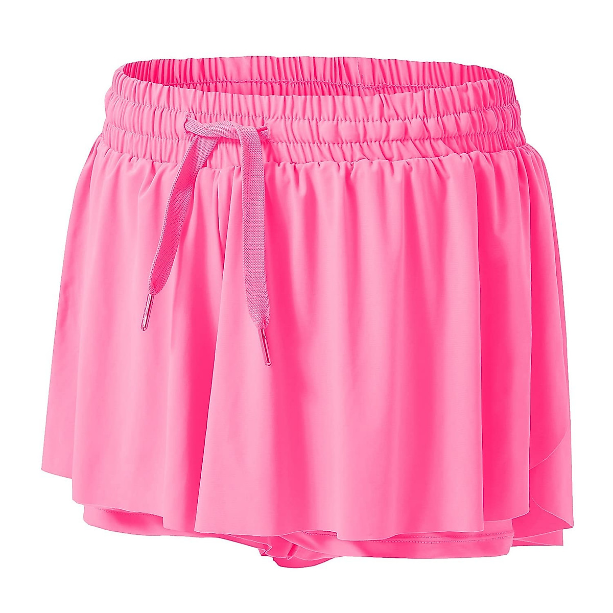 Flowy Shorts, 2 in 1 Butterfly Shorts High Waisted Athletic Shorts for Women Workout Biker Running Yoga Gym Tennis. Pink