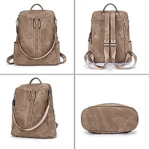Telena Leather Backpack Purse for Women Convertible Fashion Travel Backpack Purse Ladies Shoulder Bag Camel Brown