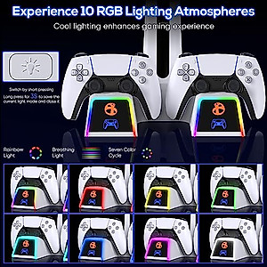 Controller Charging Station for PSVR2 / PS5 VR2, GORIXER RGB Dual VR2 Controller Charging Stand Dock for Playstation 5 and Playstation VR2 Accessories with Magnetic Connector & Power Adapter