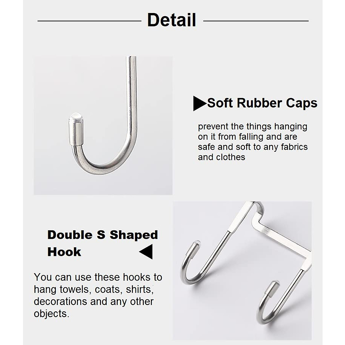jixik 2pcs Over Door Hook, Double S-Shaped Hook Holder Hanger 7.3cm/2.9in Stainless Steel Free Punching Heavy Duty Door Back Hanging Hook for Towel Cloth Bag for Kitchen (Silver)