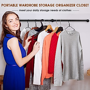 Varsoul Clothes Hanger Pole Wall Mount, 72" Heavy Duty Detachable Black Iron Garment Bar Hanging Rod Holder, Clothes Rail Shelf Wardrobe Organizer for Laundry Room & Closet Storage, 3 Base