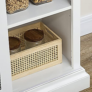 HOMCOM Farmhouse Kitchen Sideboard, Buffet Cabinet with Sliding Barn Door and Adjustable Shelves for Living Room, White