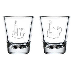Set of 2 Shot Glasses 1.75oz Shot Glass Wedding Ring Fingers Mr and Mrs Engagement Wedding Gift Bride Groom