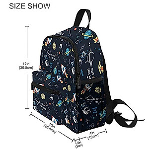 Wamika Space Rocket Universe Galaxy Backpack for Kids Girls Boys Sun Moon Bookbag Daypack with Chest Strap Mini Elementary School Bags Water Resistant Durable for School Student