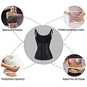 LARTIGUE Latex Waist Trainer for Women Underbust Sport Workout Corset Girdle Shapewear Hourglass Body Shaper (Black Vest-M)