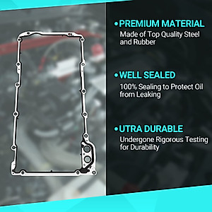 Oil Pan Gasket Set - Compatible with 4.8L 5.3L 6.0L 6.2L Chevy Silverado, Suburban, Tahoe, Trailblazer, GMC Sierra, Yukon, Cadillac Escalade - Replace 12612350 OS30693R
