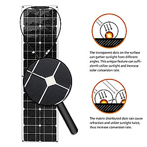 Socentralar Flexible Solar Panel 50W, Monocrystalline 50W Solar Panel Kit with 12V/24V 10A Controller,Extension Cable for Battery,Car,Yacht,Boat,RV
