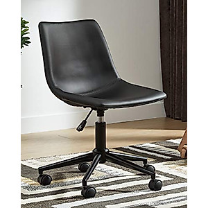 Signature Design by Ashley Faux Leather Adjustable Swivel Bucket Seat Home Office Desk Chair, Black