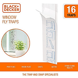 BLACK+DECKER Fruit Fly Trap- Fly Trap- Gnat Trap- Gnat Killer Indoor- Fly Strips- Sticky Fly Paper Strips for Flies, Gnats, Moths, Mosquitoes & Other Insects- Pre-Baited (Pack of 16)